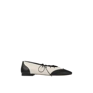 JIMMY CHOO Margot Lace-up Dual-tone Leather Ballet Flats - Black/bone