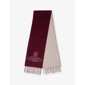 VIVIENNE WESTWOOD Double Face Orb-jacquard Wool Scarf - Bordeaux