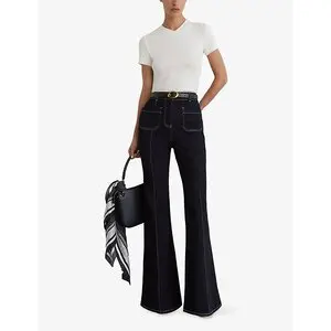 REISS Addison V-neck Stretch-cotton T-shirt
