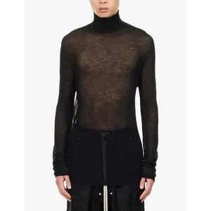 Rick Owens Sheer Ribbed Cashmere Turtle Neck Jumper