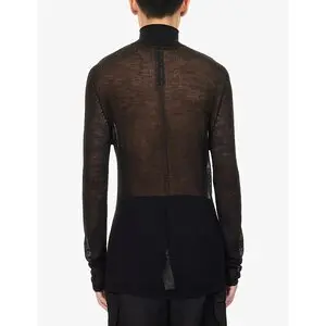 Rick Owens Sheer Ribbed Cashmere Turtle Neck Jumper