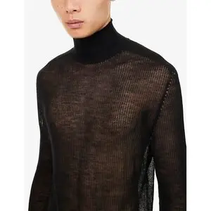 Rick Owens Sheer Ribbed Cashmere Turtle Neck Jumper