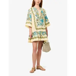 ALEMAIS Sophia Printed Linen Mini Dress