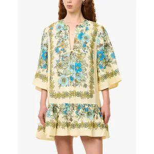 ALEMAIS Sophia Printed Linen Mini Dress