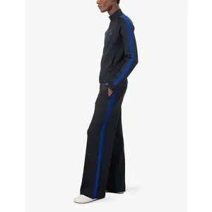 WALES BONNER Crochet-stripe Knitted Track Pants - Navy