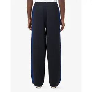 WALES BONNER Crochet-stripe Knitted Track Pants - Navy