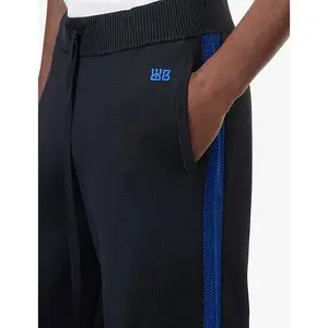 WALES BONNER Crochet-stripe Knitted Track Pants - Navy