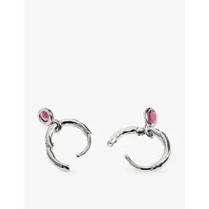 Monica Vinader Sterling And Ruby Huggie Earrings