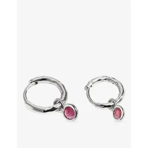 Monica Vinader Sterling And Ruby Huggie Earrings