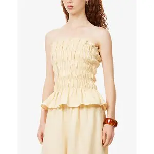 Faithfull The Brand Tiera Linen Ruched Top