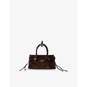 Prada Bonnie Suede Mini Top-handle Bag - Brown