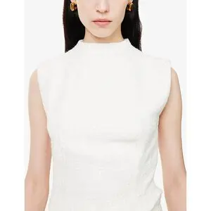 Oddmuse Sleeveless High-neck Bouclé Top
