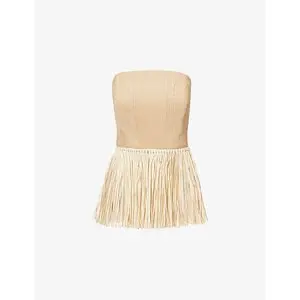 REBIRTH Sleeveless Fringed Cotton-blend Corset Top