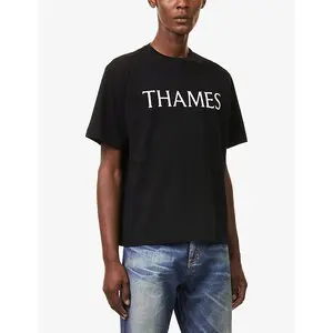 THAMES Logo-print Crew-neck Cotton T-shirt