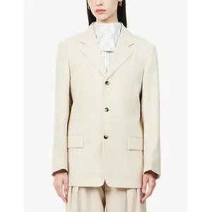 Bottega Veneta Pinstripe Single-breasted Wool And Cotton-blend Blazer