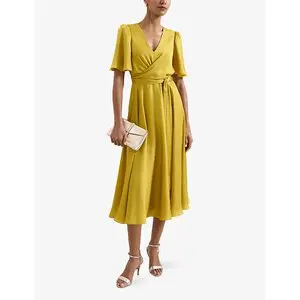 PHASE EIGHT Textured Wrap Woven Midi Dress