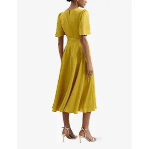 PHASE EIGHT Textured Wrap Woven Midi Dress