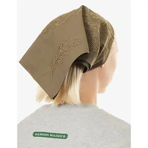 DAMSON MADDER Embroidered Cotton Headscarf