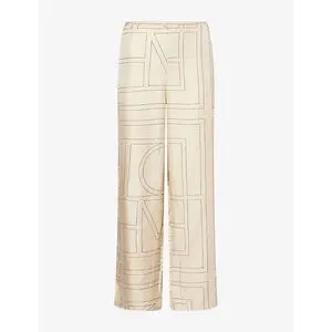 TOTEME Monogram-print Silk-twill Pyjama Bottoms - Ivory