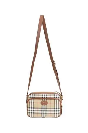 Burberry Check Pocket Crossbody Bag - Beige