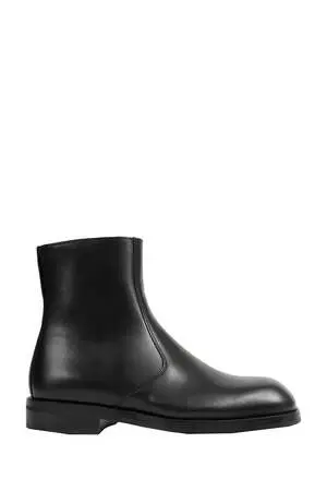 LEMAIRE Zip Up Square Toe Leather Boots
