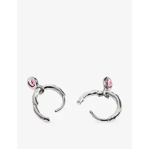 Monica Vinader Sterling And Pink Tourmaline Huggie Earrings