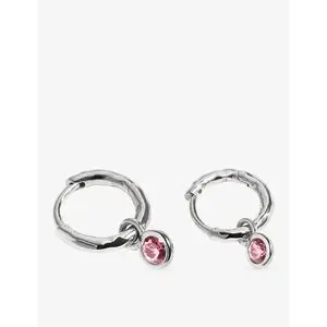 Monica Vinader Sterling And Pink Tourmaline Huggie Earrings