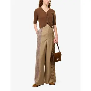 COACH Monogram-pattern Wide-leg Wool-blend Trousers