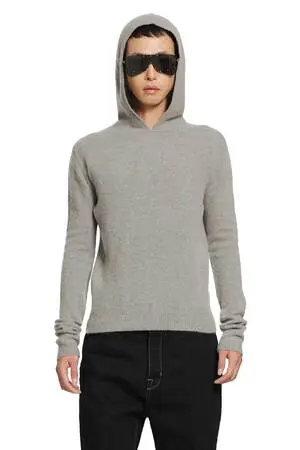 Rick Owens Tower Hooded Pulll In Felt Cashmere - Grey