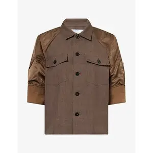 Sacai Wool Shirt With Contrasting Sleeves - Brown