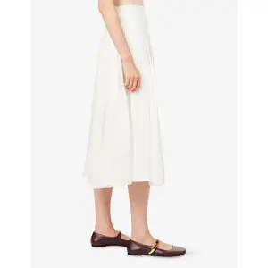 YASMINA Q Pleated Linen-blend Midi Skirt