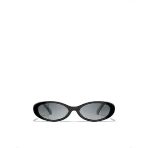 Chanel Oval-frame Acetate Sunglasses - Black