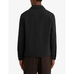 REISS Divide Patch-pocket Button-up Stretch-woven Overshirt - Black