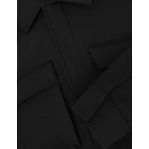 REISS Divide Patch-pocket Button-up Stretch-woven Overshirt - Black