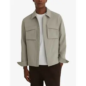 REISS Divide Patch-pocket Button-up Stretch-woven Overshirt - Stone