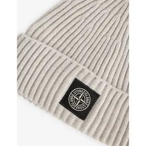 Stone Island Logo-patch Ribbed Wool Beanie Hat