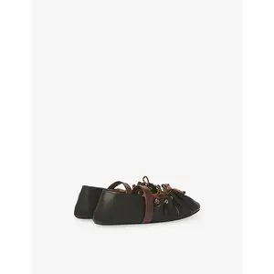 Marni Leather Ballet Flats With Drawstring Detail