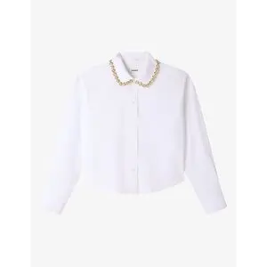Sandro Embellished Collar Cotton Shirt - White