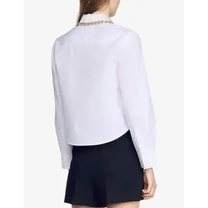 Sandro Embellished Collar Cotton Shirt