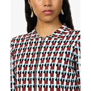 ZANKOV Geometric Pattern Jersey Zip Jacket