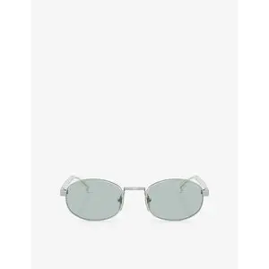 Prada Oval-frame Steel Sunglasses - Silver