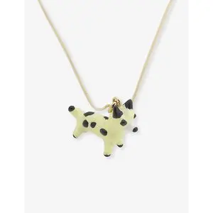 Marni Enamelled Dog Charm Brass Necklace