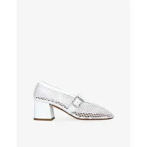 Alaïa Fishnet 55 Heeled Leather Pumps - White