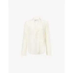 Victoria Beckham V-neck Long Sleeve Silk Blouse - Ivory