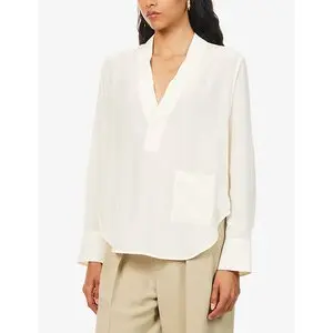 Victoria Beckham V-neck Long Sleeve Silk Blouse