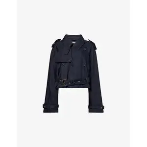 JW Anderson Cropped Cotton Trench Coat - Navy