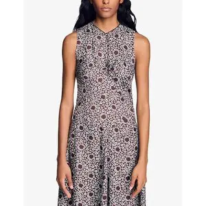 Sandro Sleeveless Daisy Print Woven Maxi Dress