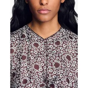 Sandro Sleeveless Daisy Print Woven Maxi Dress
