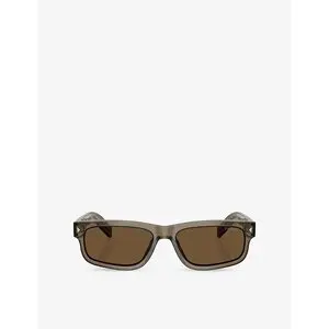 Prada Pr B11s Rectangle-frame Acetate Sunglasses - Cream