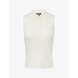 Paige Vesta Knitted Cotton-blend Top - Ivory